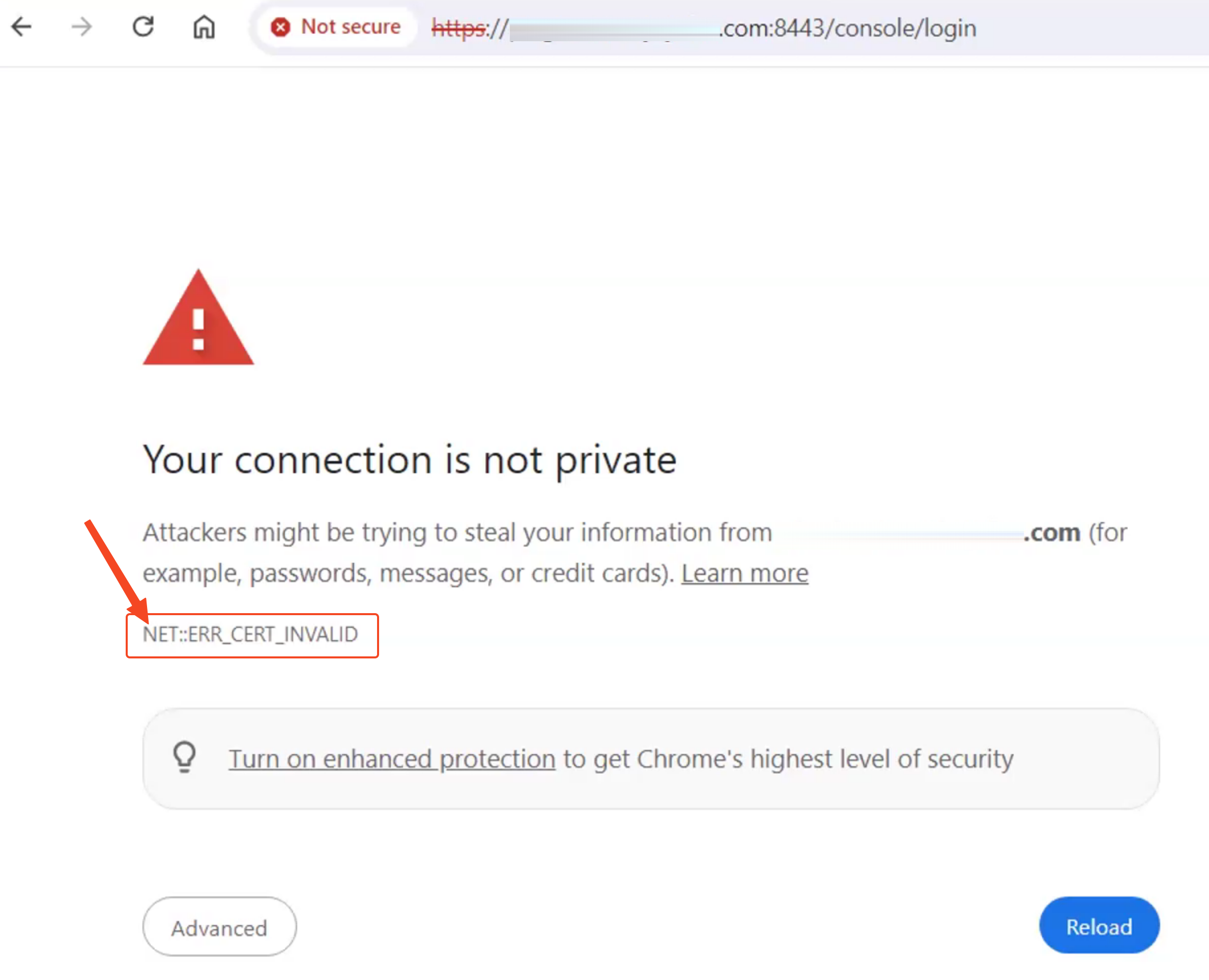 Certificate update results in ERR_CERT_INVALID browser error for admin ...